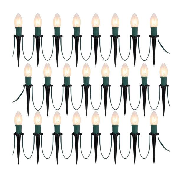 Joyfy Christmas Pathway Lights, 30.75 ft. 24 Bulbs/Icicle Outdoor ...