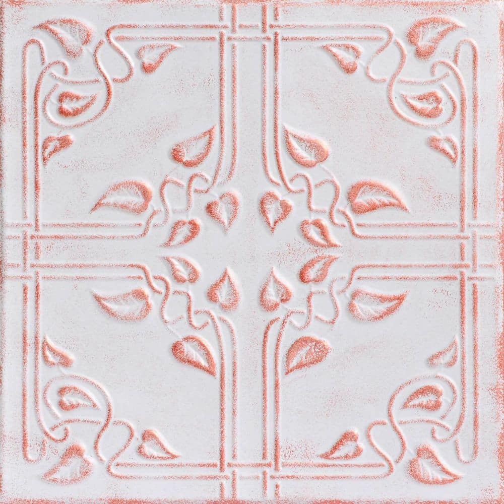 A La Maison Ceilings Ivy Leaves White Washed Copper 1.6 ft. x 1.6 ft ...