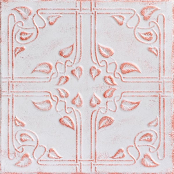 A La Maison Ceilings Ivy Leaves White Washed Copper 1.6 ft. x 1.6 ft ...