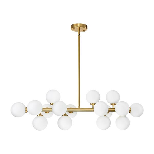 RRTYO Lane 16-Light Mid-Century Modern Gold Linear Chandelier for ...