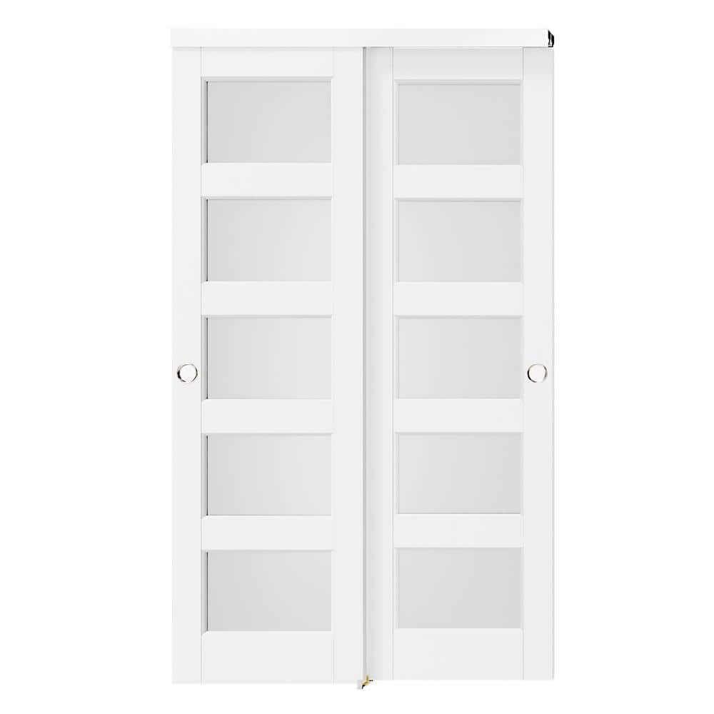 TENONER 48 in. x 80 in. (Double 24 in.) White, Finished, MDF Wood 5 ...