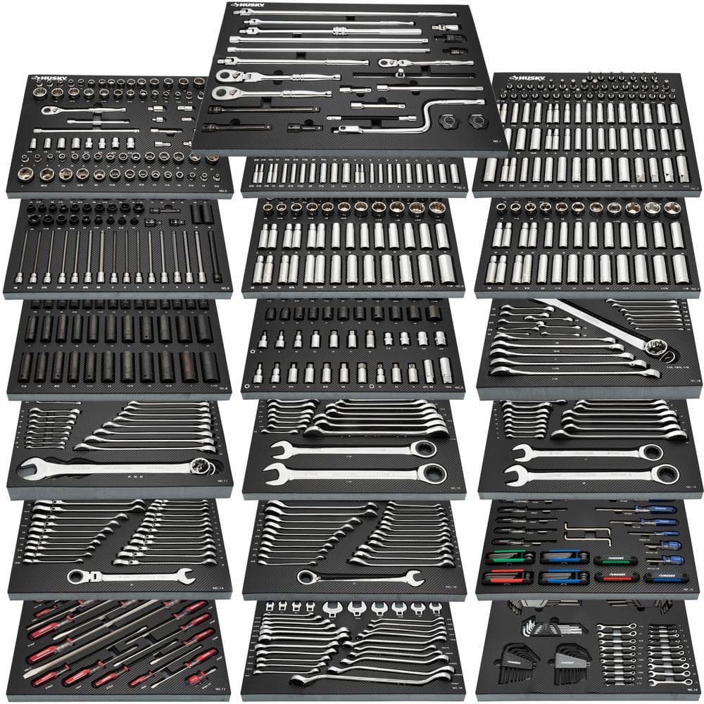 Husky 1/4 in., 3/8 in., and 1/2 in. Drive Master Mechanics Tool Set ...