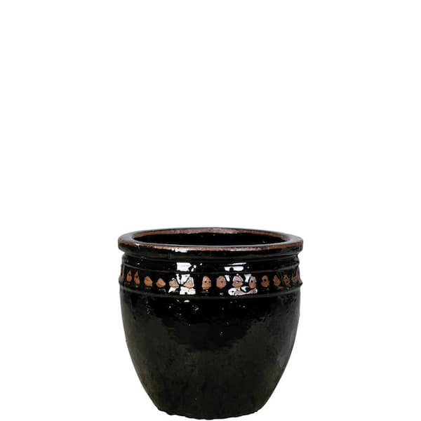 11 in. 1 qt. Black Ceramic Coin Pot DG-122A-BK - The Home Depot