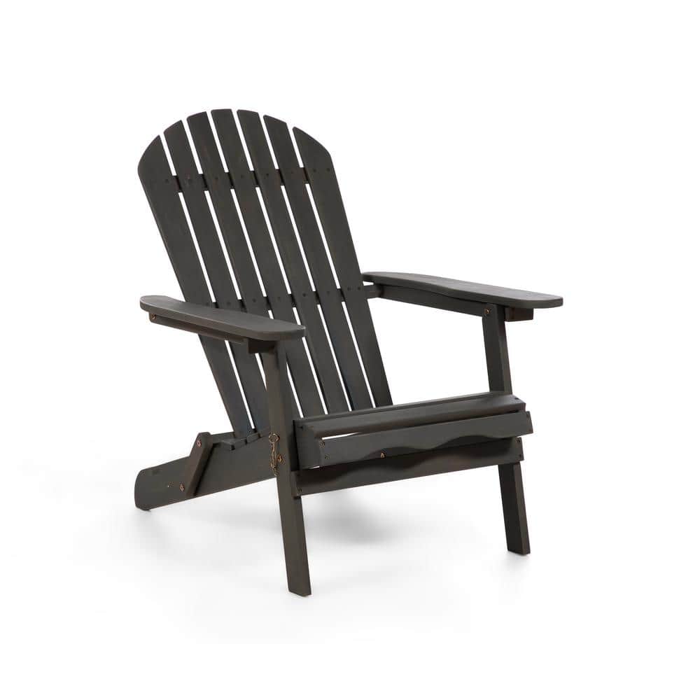 GREEMOTION Elk Weathered Gray Eucalyptus Wood Folding Adirondack Chair ...