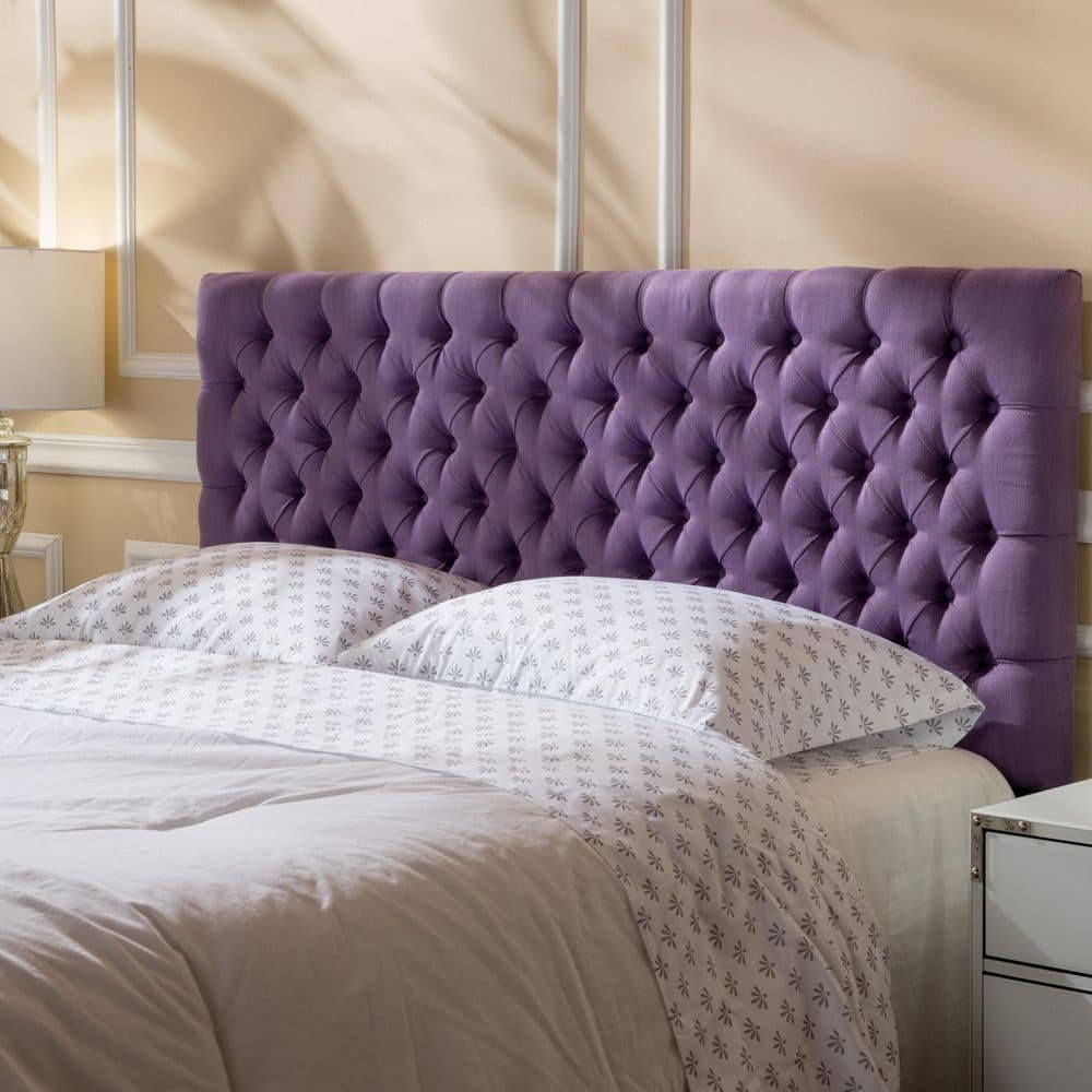 Harper & Bright Designs Light Purple Queen Size Solid Wood Tufted ...
