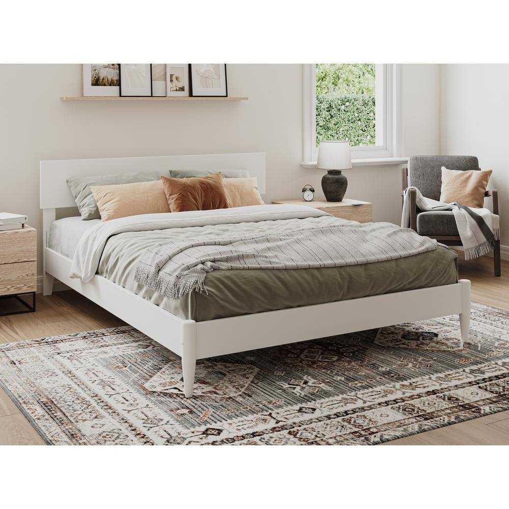 Afi Aria Queen Modern Solid Wood Low Profile Platform Bed White