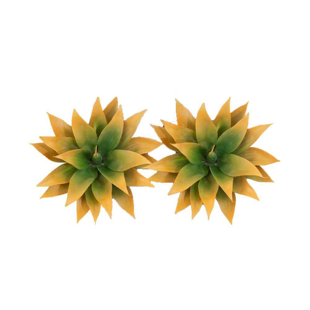 2 Pack 17 in. Yellow Indoor Realistic Succulent Artificial Agave Plant ...