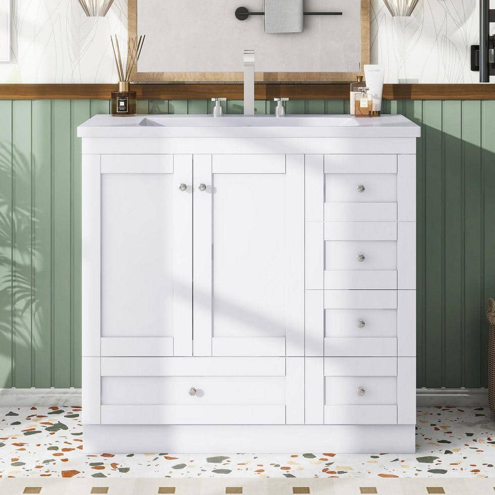 Qidian 35. 8 in. W x 17. 9 in. D x 34. 5 in. H in Single Sink ...