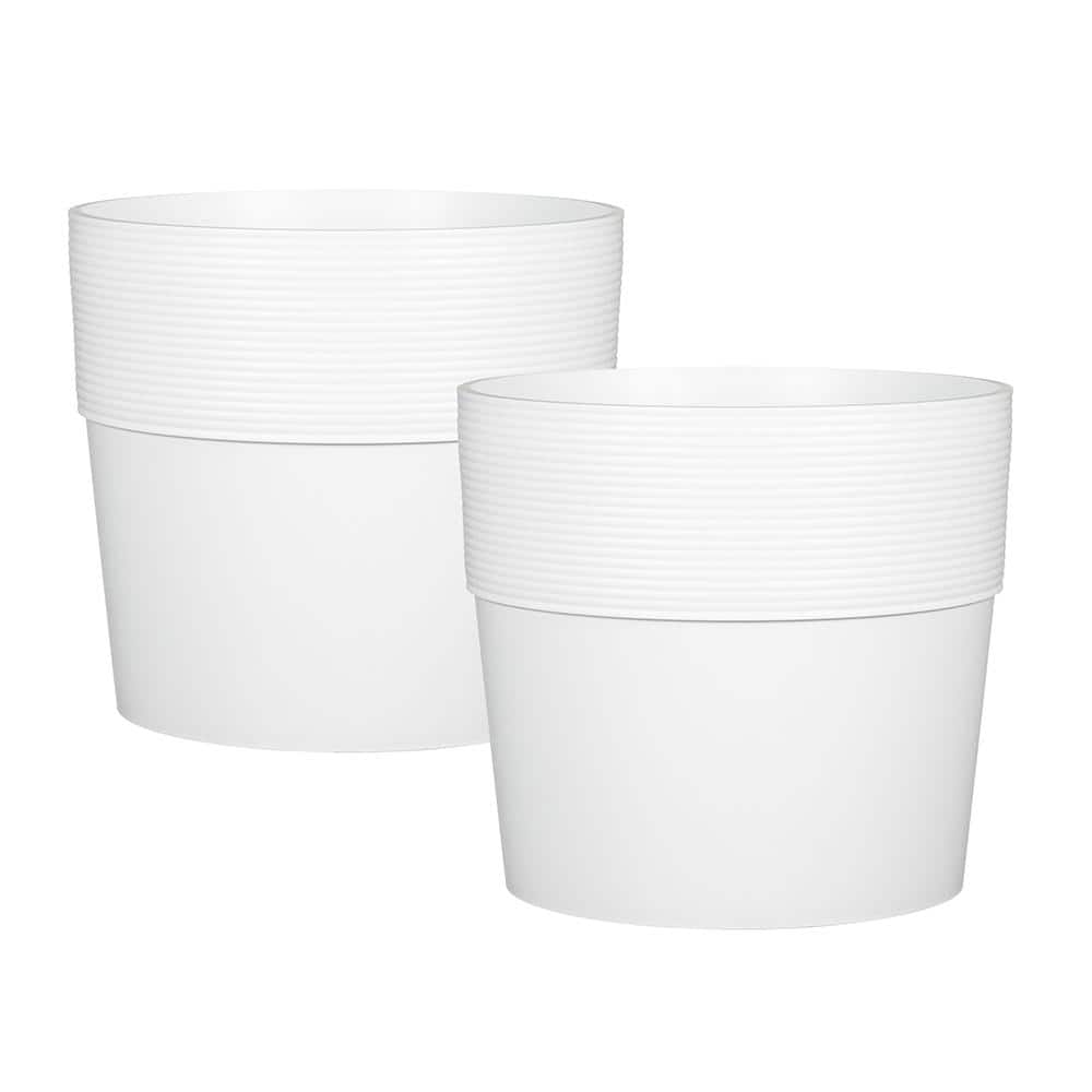 Scheurich 8.3 in. (21cm) Groove Bianco Resin 2-Pack 224/9021/64995 - The Home Depot