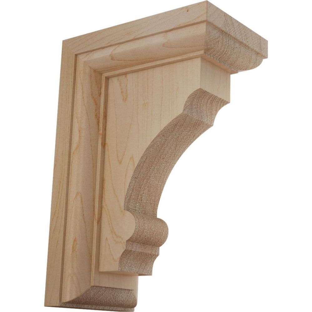 Ekena Millwork 2-1/2 in. x 6 in. x 4 in. Maple Small Thompson Bracket ...