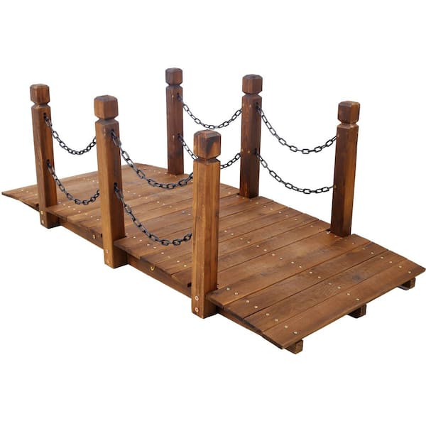 Miscool Ami 5 ft. Wooden Garden Bridge, Stained Arch Footbridge with ...