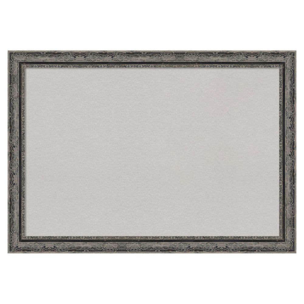 Amanti Art Filigree Matte Black 40 in. x 28 in., Poly Framed Grey Cork ...