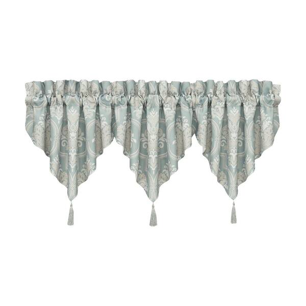 J QUEEN NEW YORK INC Tranquility Aqua Damask Polyester Window Ascot ...