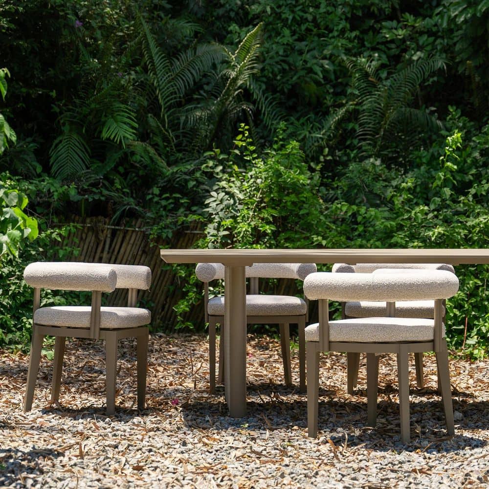 PURPLE LEAF 5-Piece Luxury Modern Aluminum Large Rectangle Outdoor ...