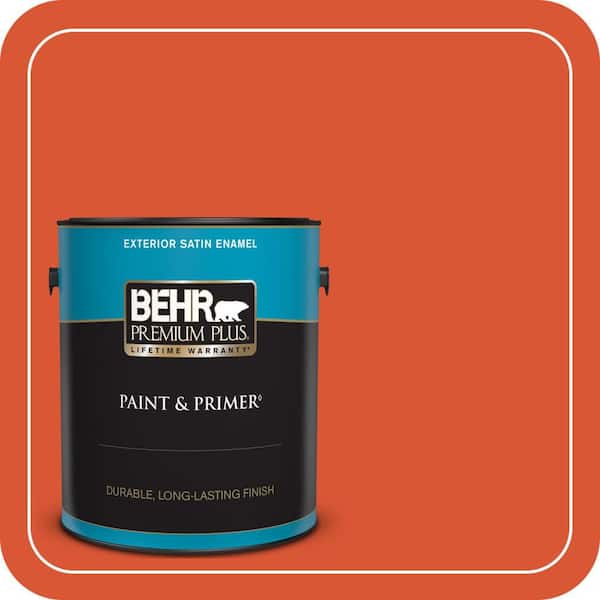 BEHR PREMIUM PLUS 1 gal. #P190-7 Inferno Satin Enamel Exterior Paint ...