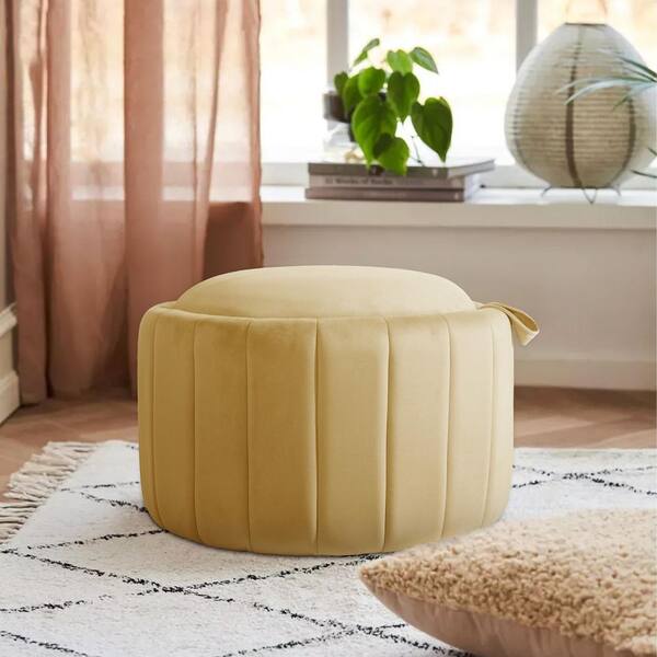 Uixe Modern Yellow Velvet Round Accent Storage Ottoman (Set-1) FOP ...