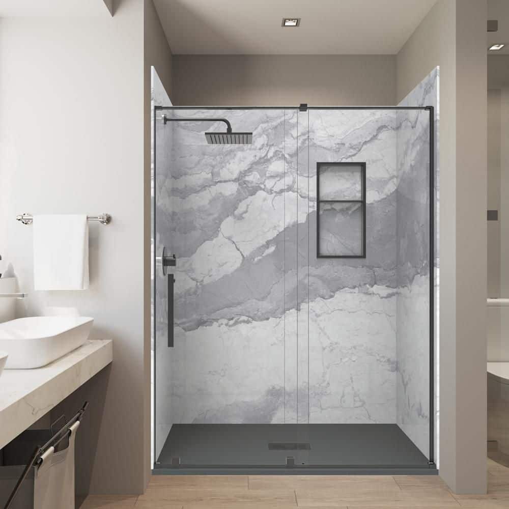 CASTICO Italian Ice 32in. x60in. x 84in. Solid Composite Stone Alcove ...