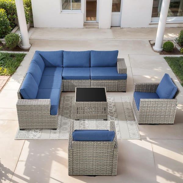 Opohoro ModNest Taupe 8-Piece Wicker Patio Conversation Set, Modular ...
