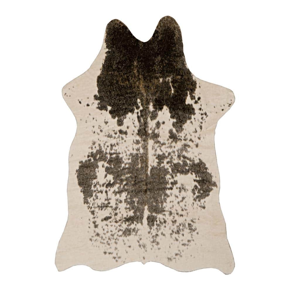 Linon Home Decor Crocus Cow Hide Brown and White 5 ft. x 6 ft. Speckle ...