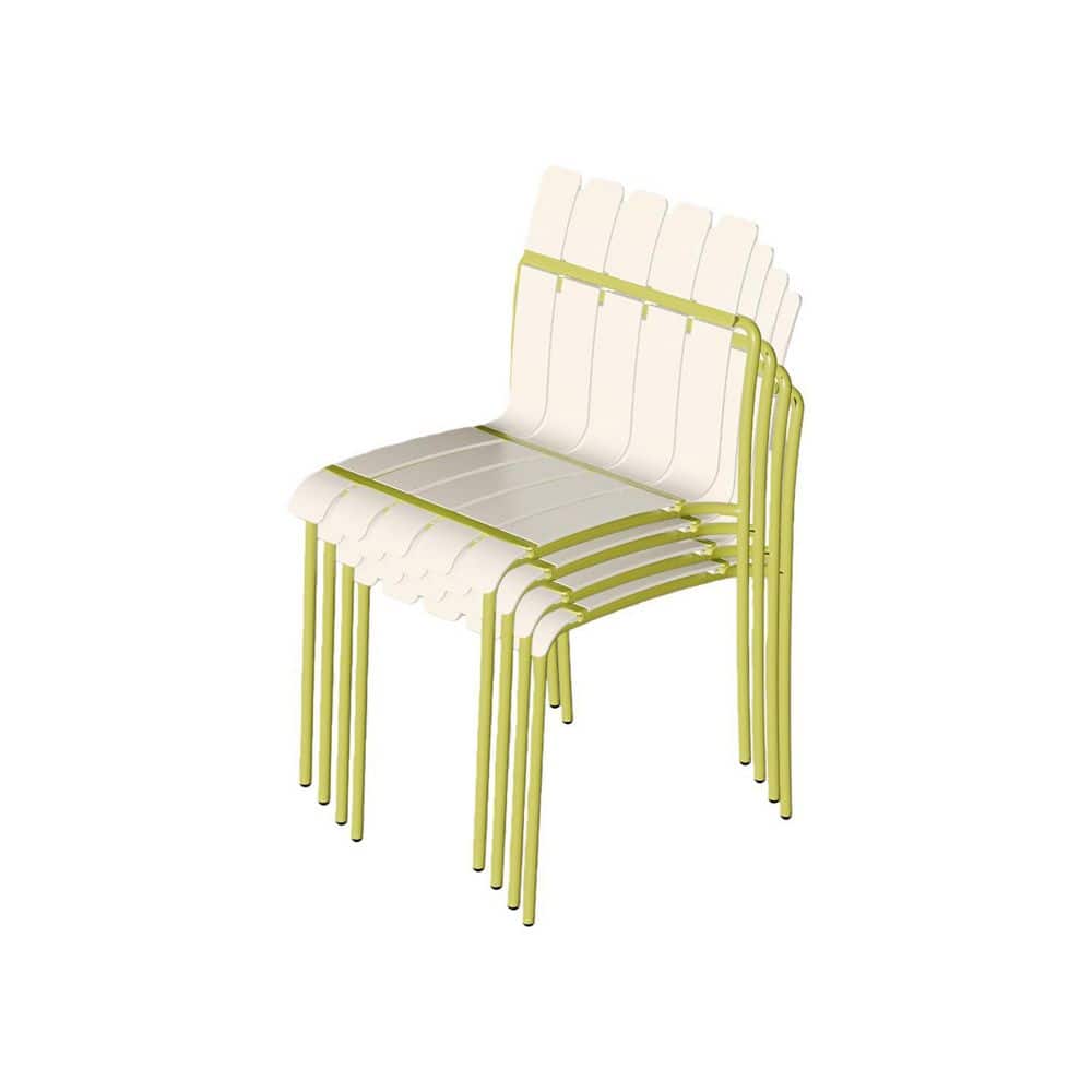 Metal Outdoor Dining Chair in White Set of 4 with Waterproof PP Seat, 4 ...