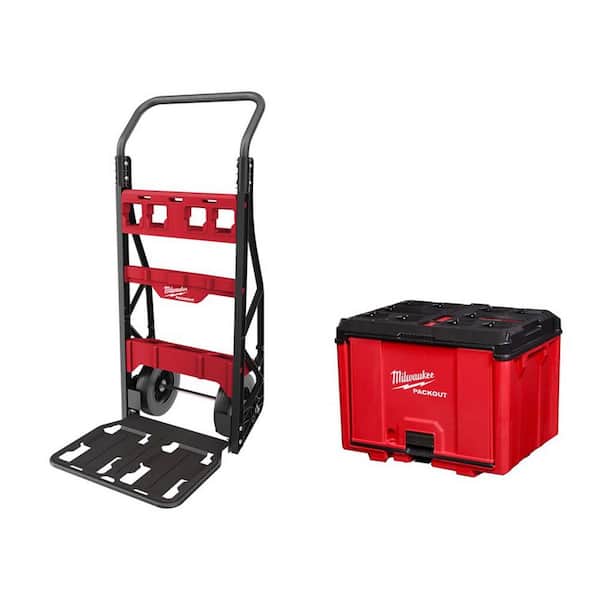 Milwaukee PACKOUT 20 in. 2-Wheel Utility Cart with PACKOUT Cabinet 48 ...