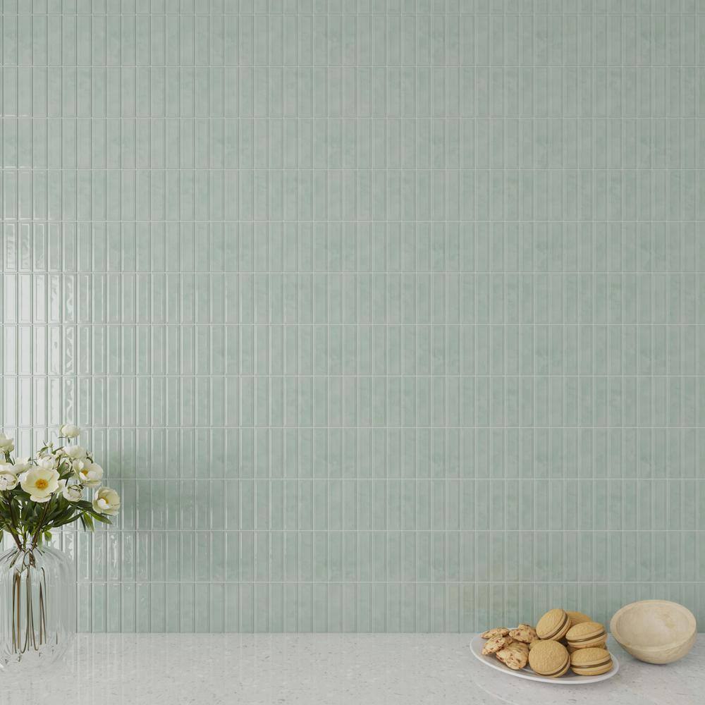 Giorbello Spanish Lineas Ceramic 8"x 8"x 8mm Wall Tile Case - Fern Sage ...
