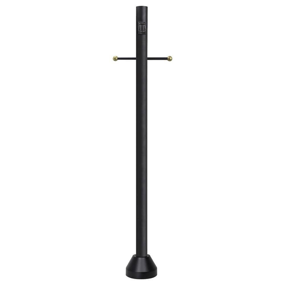 SOLUS 6 ft. Black Outdoor Surface Mount Lamp Post with Cross Arm ...