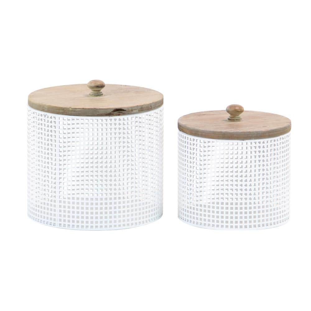 Reviews for Litton Lane White Metal Mesh Inspired Decorative Jars with ...