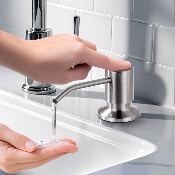 WOWOW Polished Chrome Soap Dispenser for Kitchen Sink, Stainless Steel Countertop Lotion ...