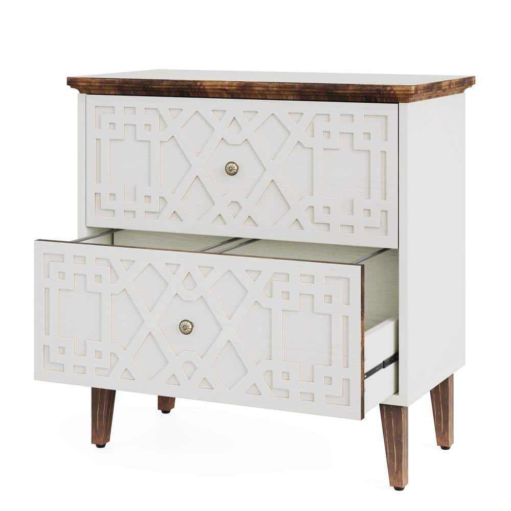 TRIBESIGNS WAY TO ORIGIN Cindy 2-Drawer White Wood 33 in. W Lateral ...
