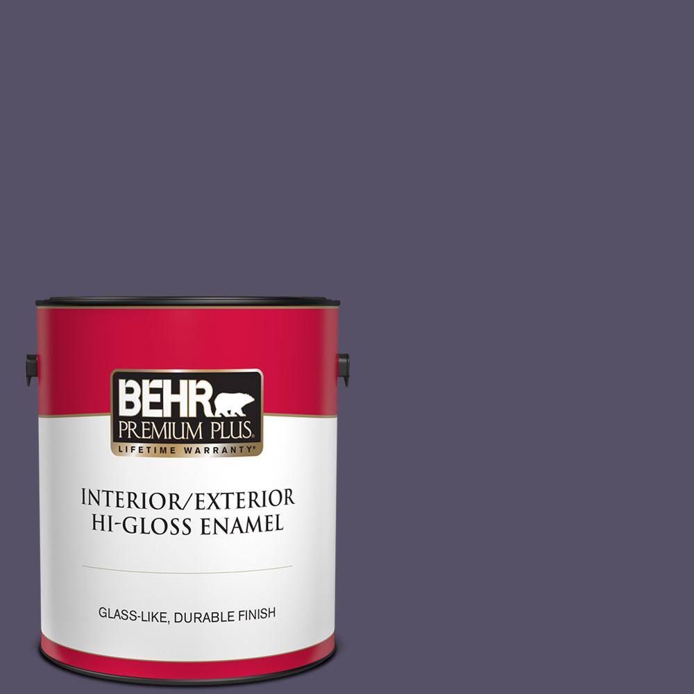 BEHR PREMIUM PLUS 1 gal. #650F-7 Violet Eclipse Hi-Gloss Enamel ...