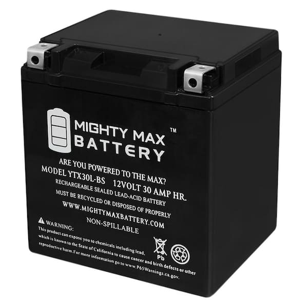 MIGHTY MAX BATTERY YTX30L-BS 12V 30AH Replacement Battery for ETX30L ...