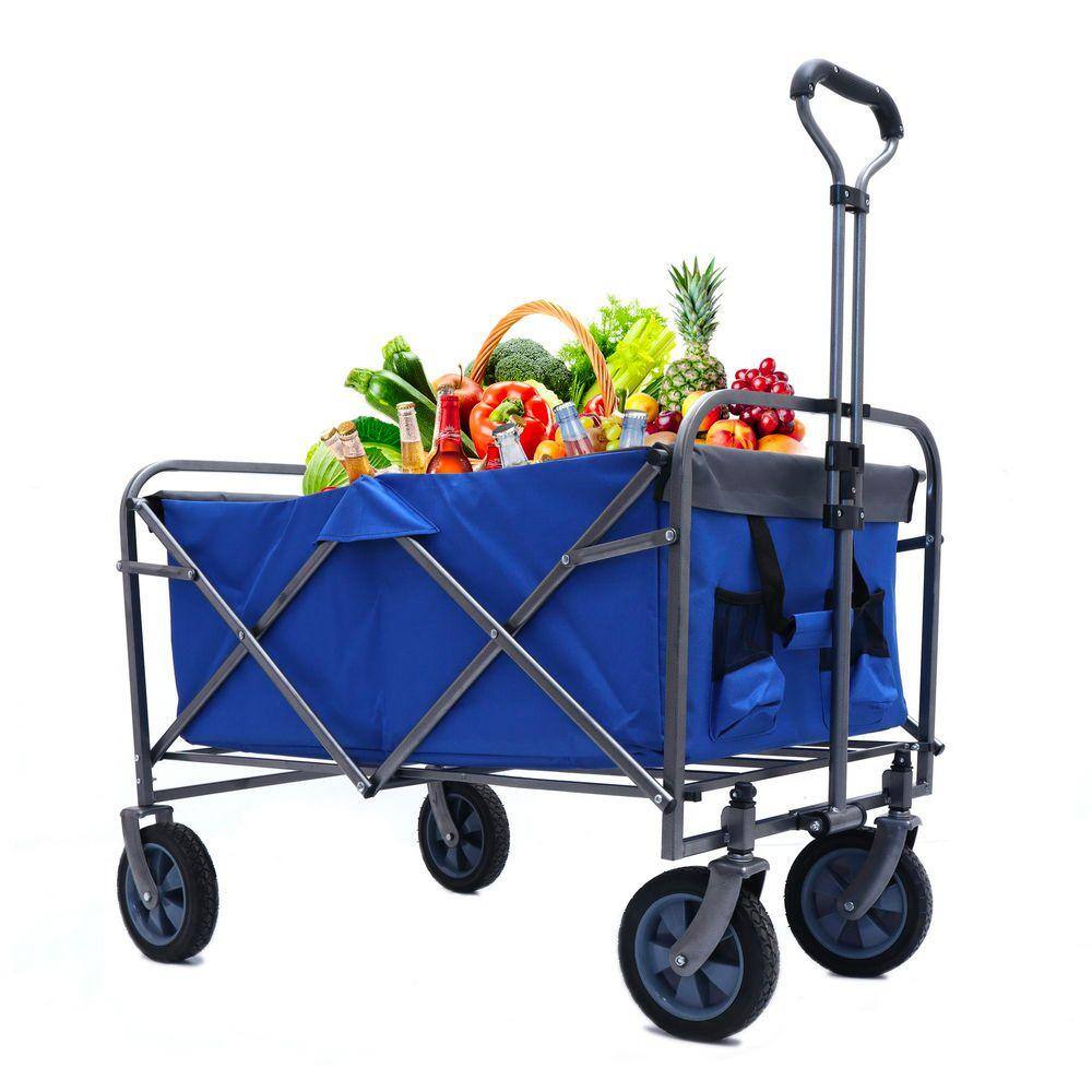 Huluwat 4 cu. ft. Steel Blue Multipurpose Micro Collapsible Garden Cart ...
