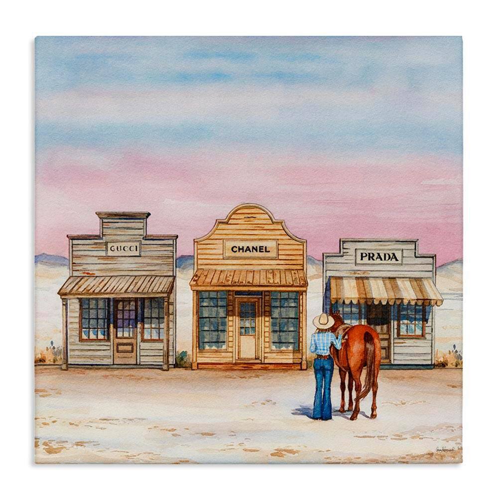 Stupell Industries Trendy Saloon Shops Cowgirl by Amanda Greenwood ...