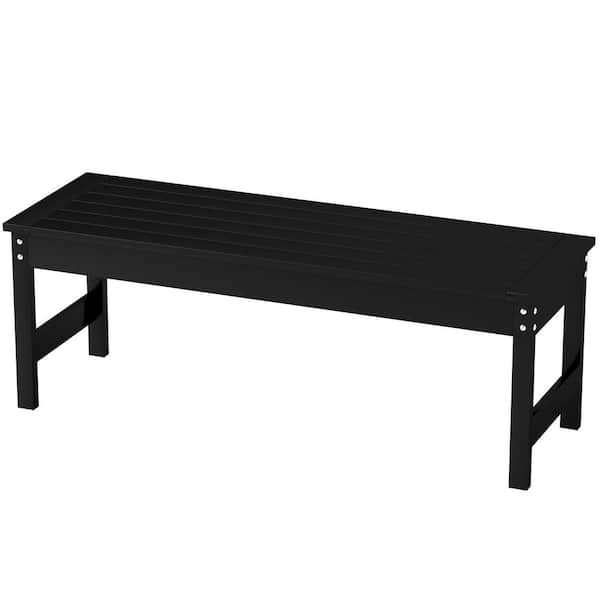 Outsunny 47" 2-Person Outdoor Bench, HDPE Garden Bench Seat, Backless ...