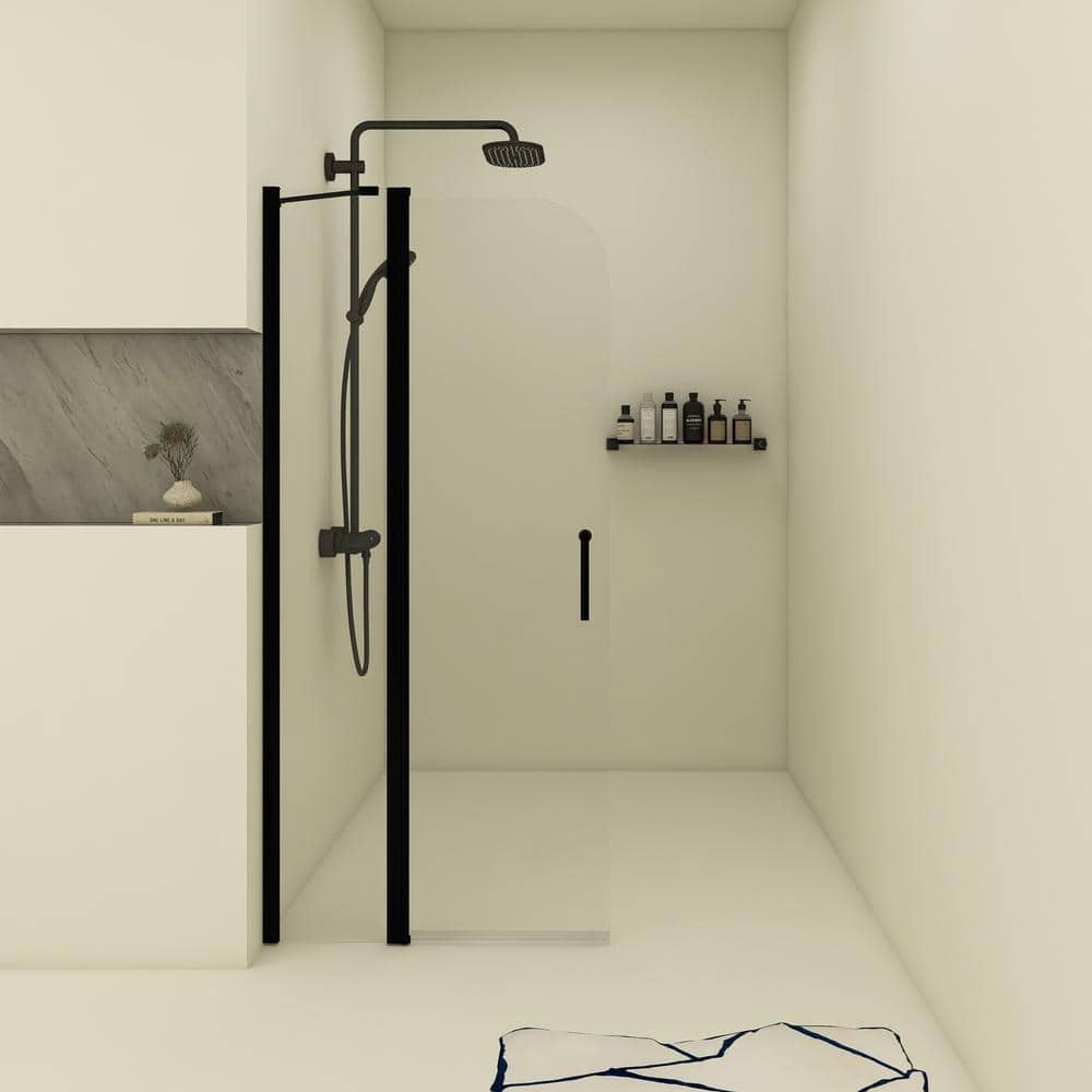 JimsMaison 34 in. W x 72 in. H Semi Frameless Pivot Shower Door in ...