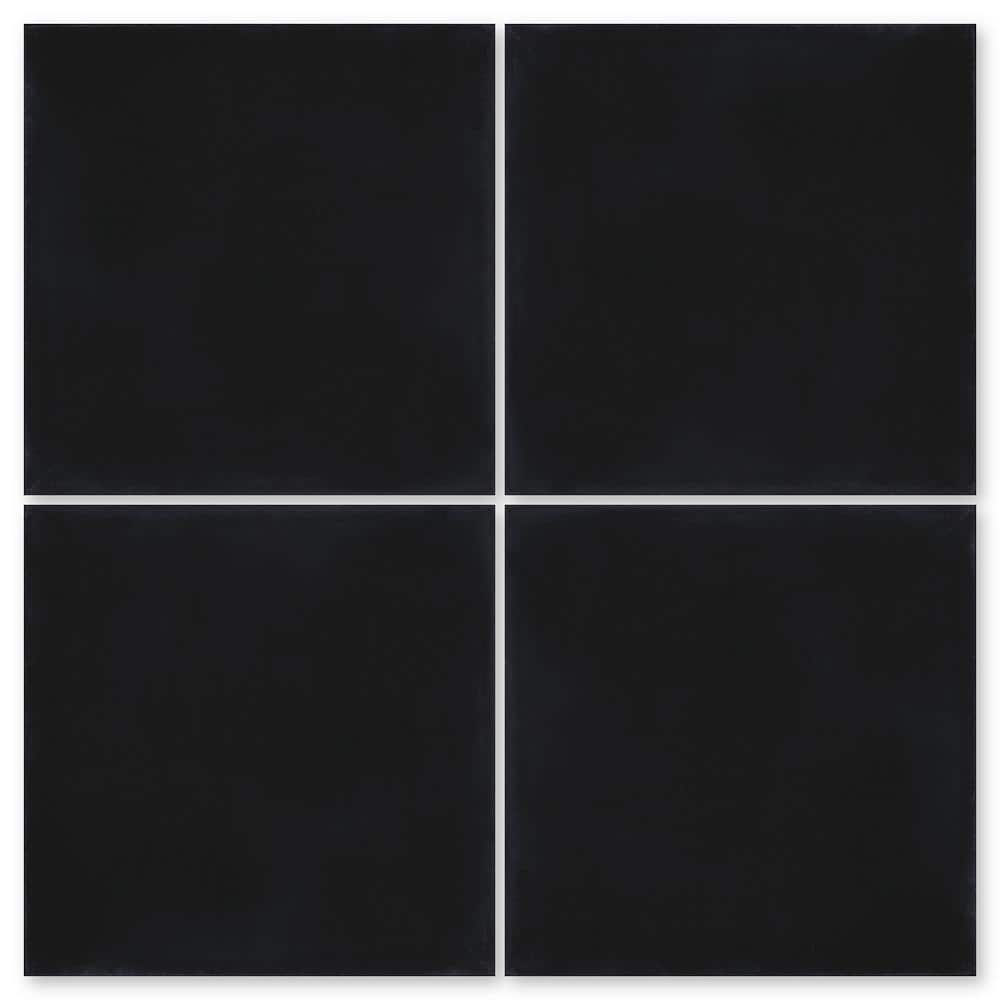 Villa Lagoon Tile Solid Square Black 8 in. x 8 in. Cement Handmade Tile ...