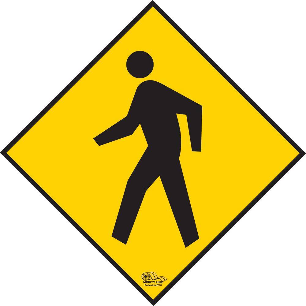 Mighty Line 16 in. Yellow Pedestrian Industrial Strength Floor Sign ...