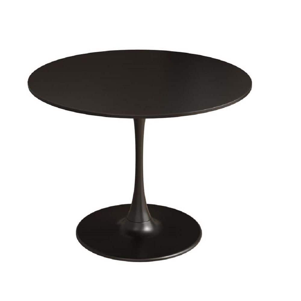 wetiny Black Wood Top 42.13 in. Pedestal Dining Table Seats 4 Z-T ...