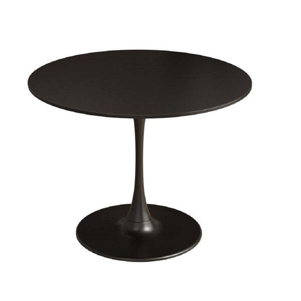 wetiny Black Wood Top 42.13 in. Pedestal Dining Table Seats 4 Z-T ...