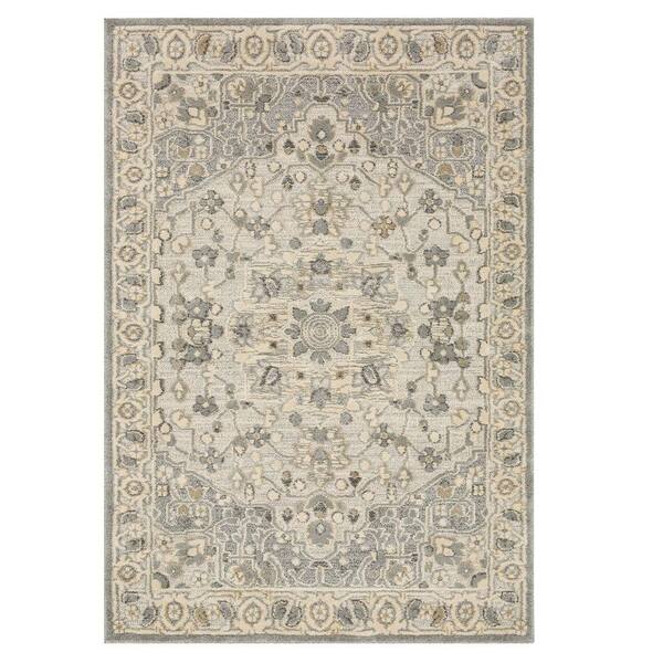 PRIVATE BRAND UNBRANDED Bazaar Ladell White/Lt. Grey 5 ft. 3 in. x 7 ft ...