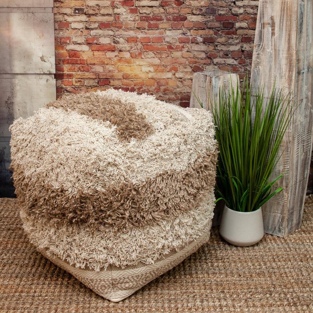 PARKLAND COLLECTION Iliya Transitional Beige Cotton Square 18 in. x 18 ...