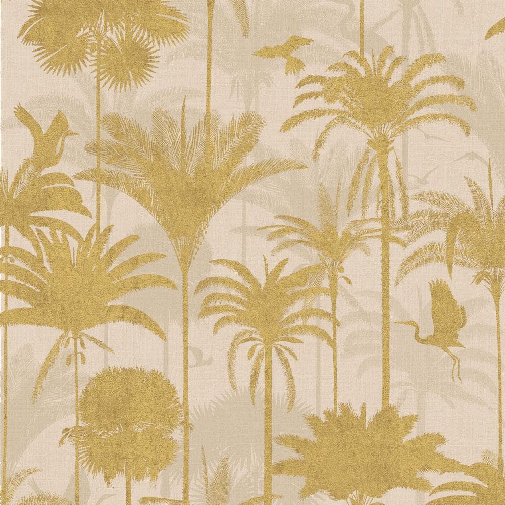 Tempaper Gold Royal Palm Vinyl Peel and Stick Removable Wallpaper ...