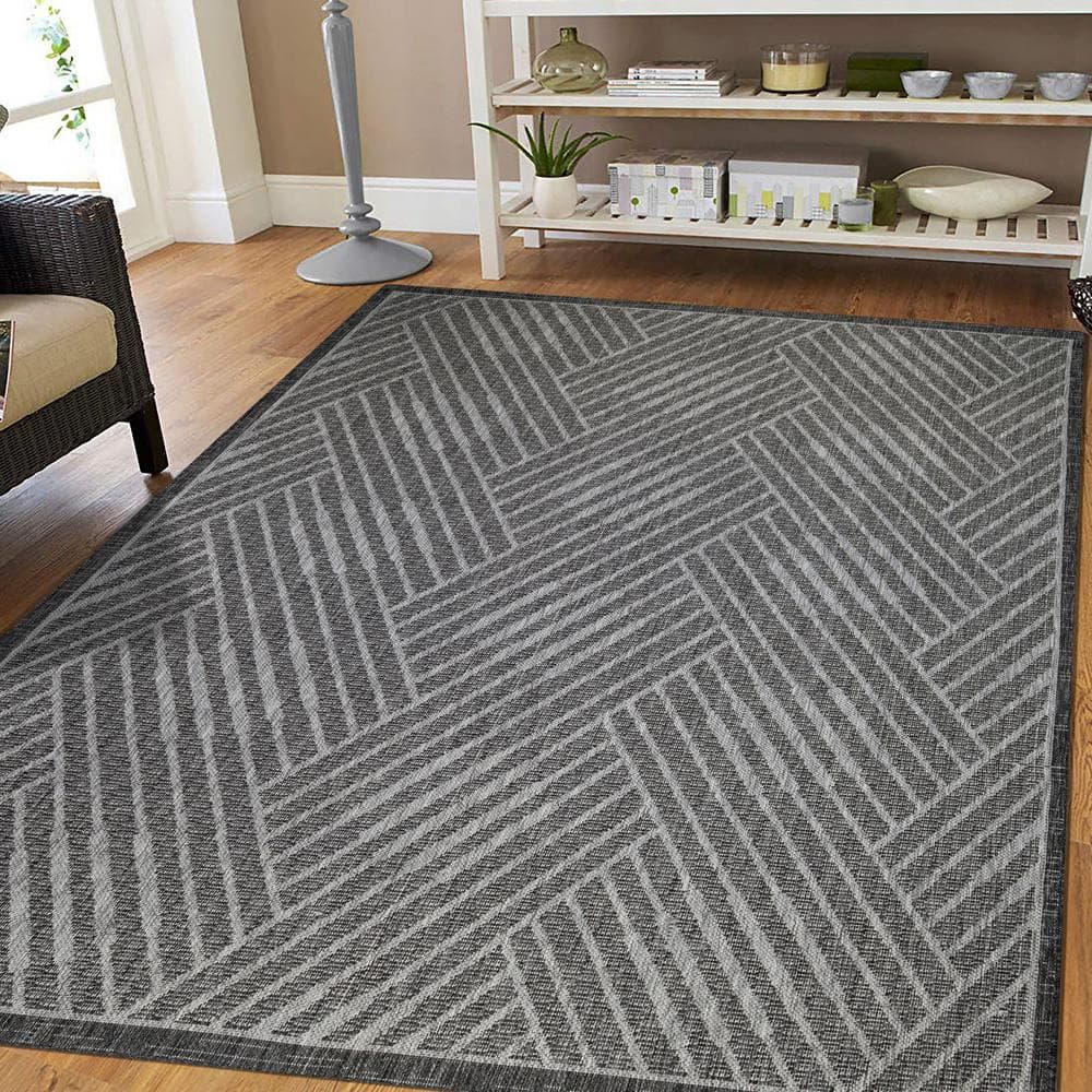 Amer Rugs Maryland 4 ft. X 6 ft. Fossil Gray Geometric Area Rug ...