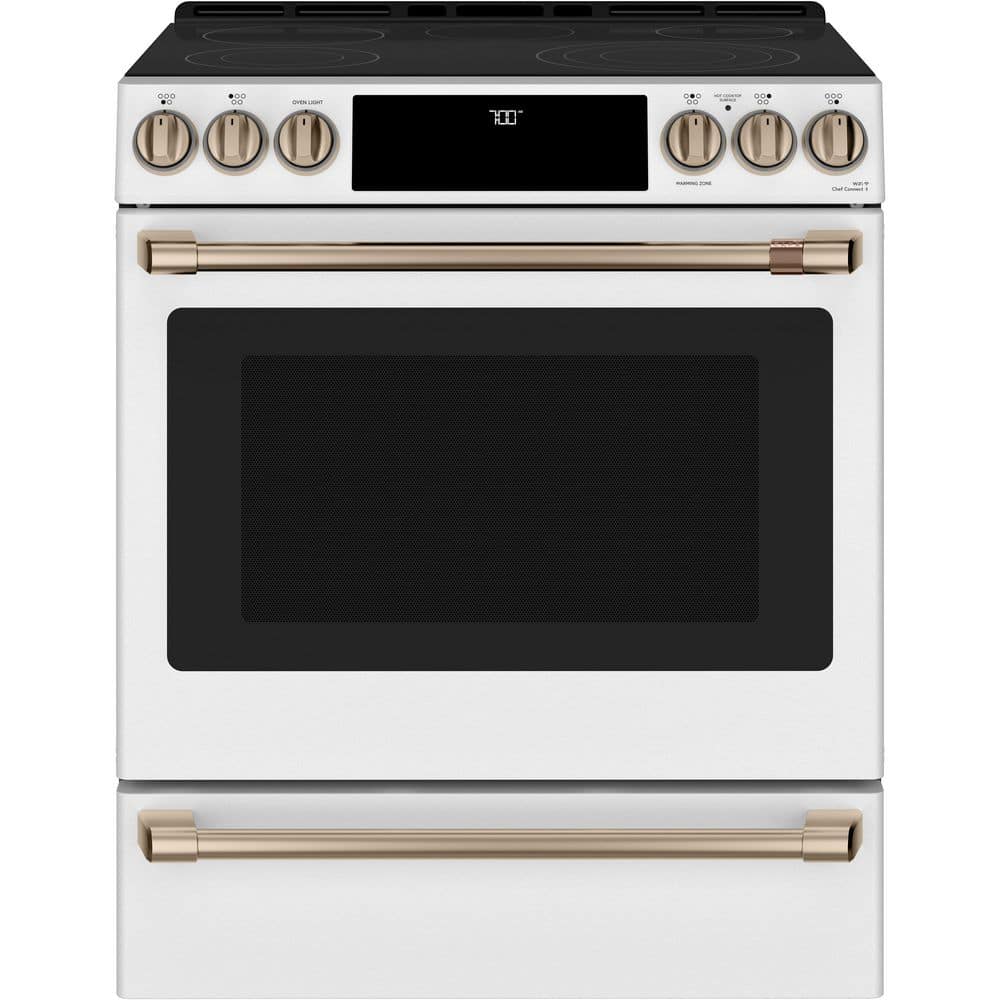 Cafe 30 in. 5 Burner Element Smart Slide-In Electric Range in Matte ...
