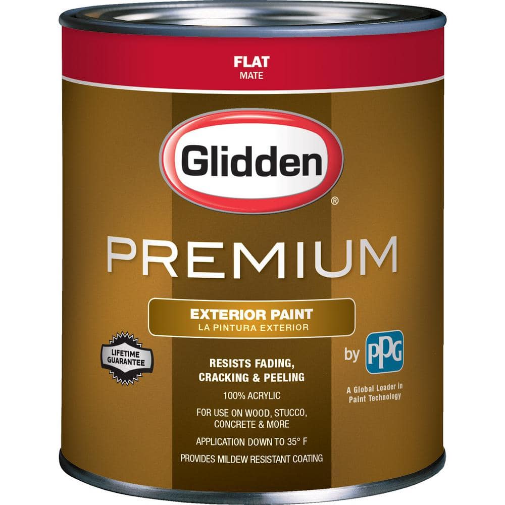Glidden Premium 1 qt. Pure White Base 1 Flat Latex Exterior Paint ...