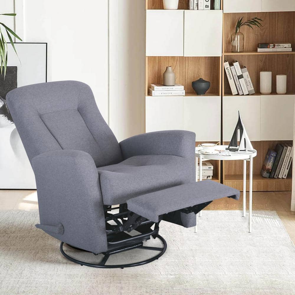 LY & S Collection Light Gray Handle Manual Glider Swivel Recliner ...