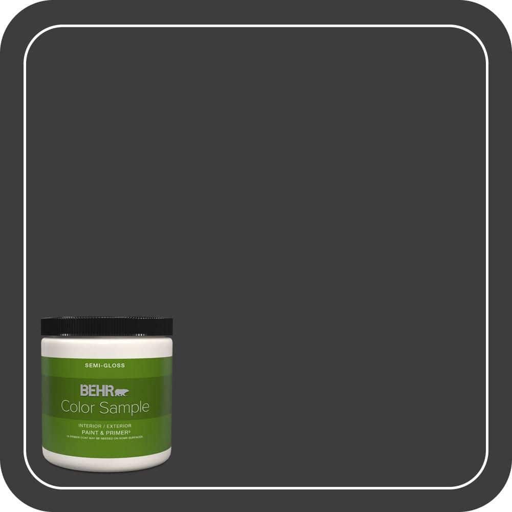 BEHR PREMIUM PLUS 8 oz. #PPF-59 Raven Black Semi-Gloss Interior ...