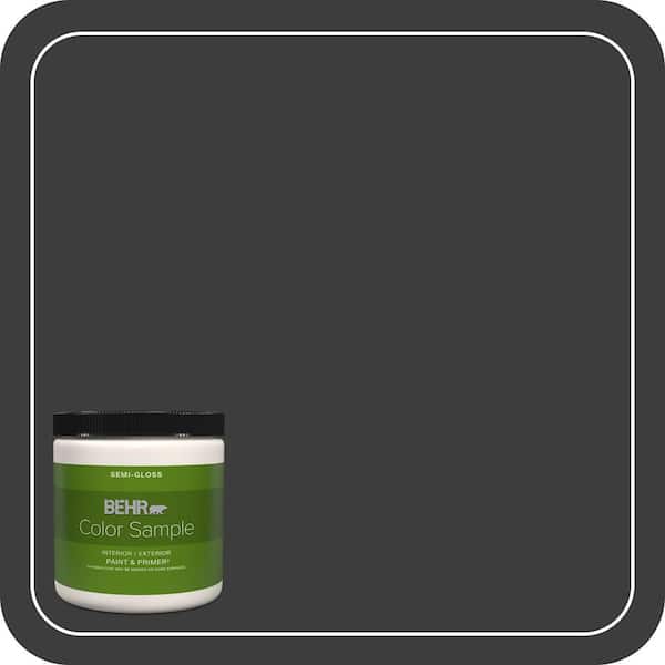 BEHR PREMIUM PLUS 8 oz. #PPF-59 Raven Black Semi-Gloss Interior ...