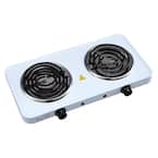 MegaChef Portable 2-Burner 5.5 in. White Hot Plate with Temperature ...